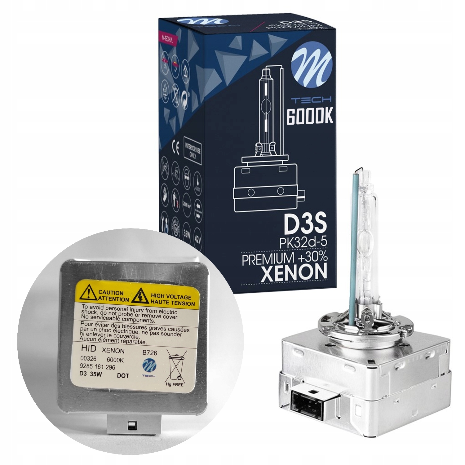 Żarówka KSENONOWA D3S 6000K M-Tech PREMIUM +30% Żarnik Ksenon ...