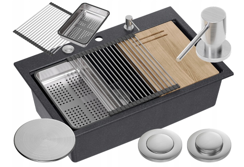 Zlewozmywak jednokomorowy Quadron MARC granit czarny (5904310994699 ...