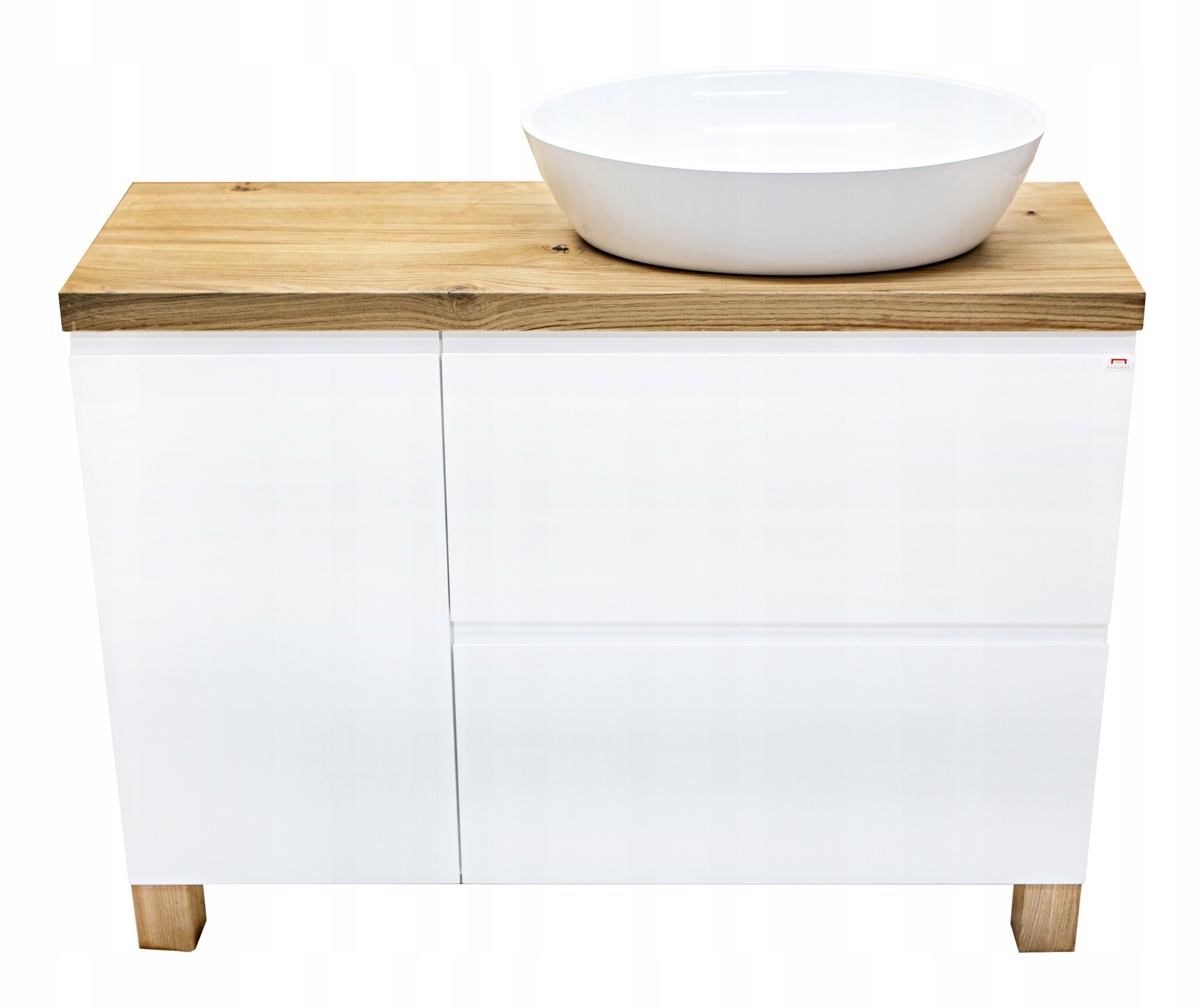 Szafka łazienkowa stojąca pod umywalkę NABLATOWĄ z blatem DREWNIANYM ...