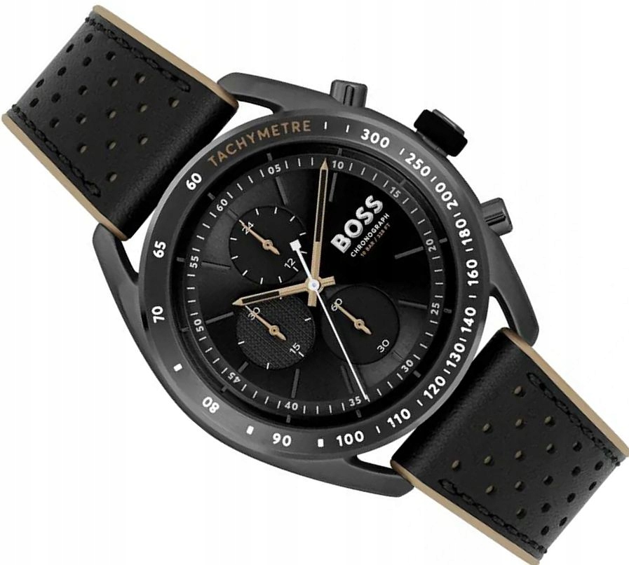 ZEGAREK MĘSKI HUGO BOSS 1514022 MŁODZIEŻOWY CZARNY CHRONO NA PASKU ...
