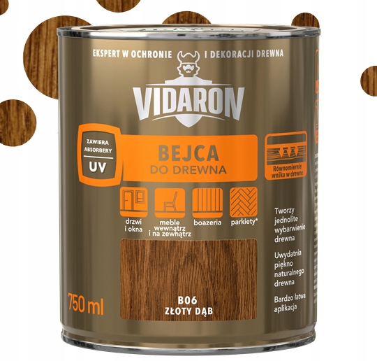 Bejca do drewna ZŁOTY DĄB 0,75L VIDARON (5903973105251) • Cena, Opinie ...