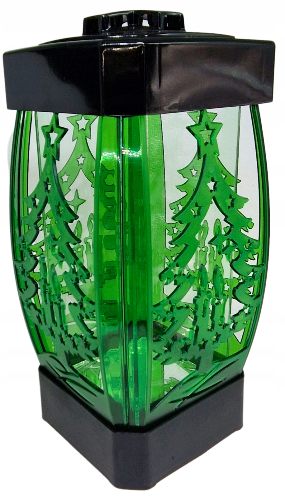 Lucerna hřbitovní svíčka glamour bílá zelená vánoční stromek 25 cm ...