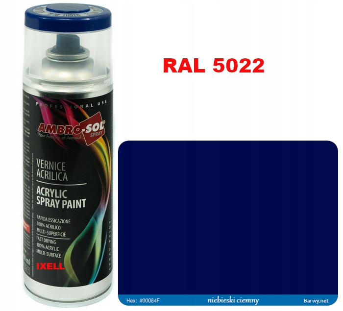 RAL 5022 niebieski POŁYSK SPRAY 400ml profesjonal-line HQ AMBROSOL 1233 ...