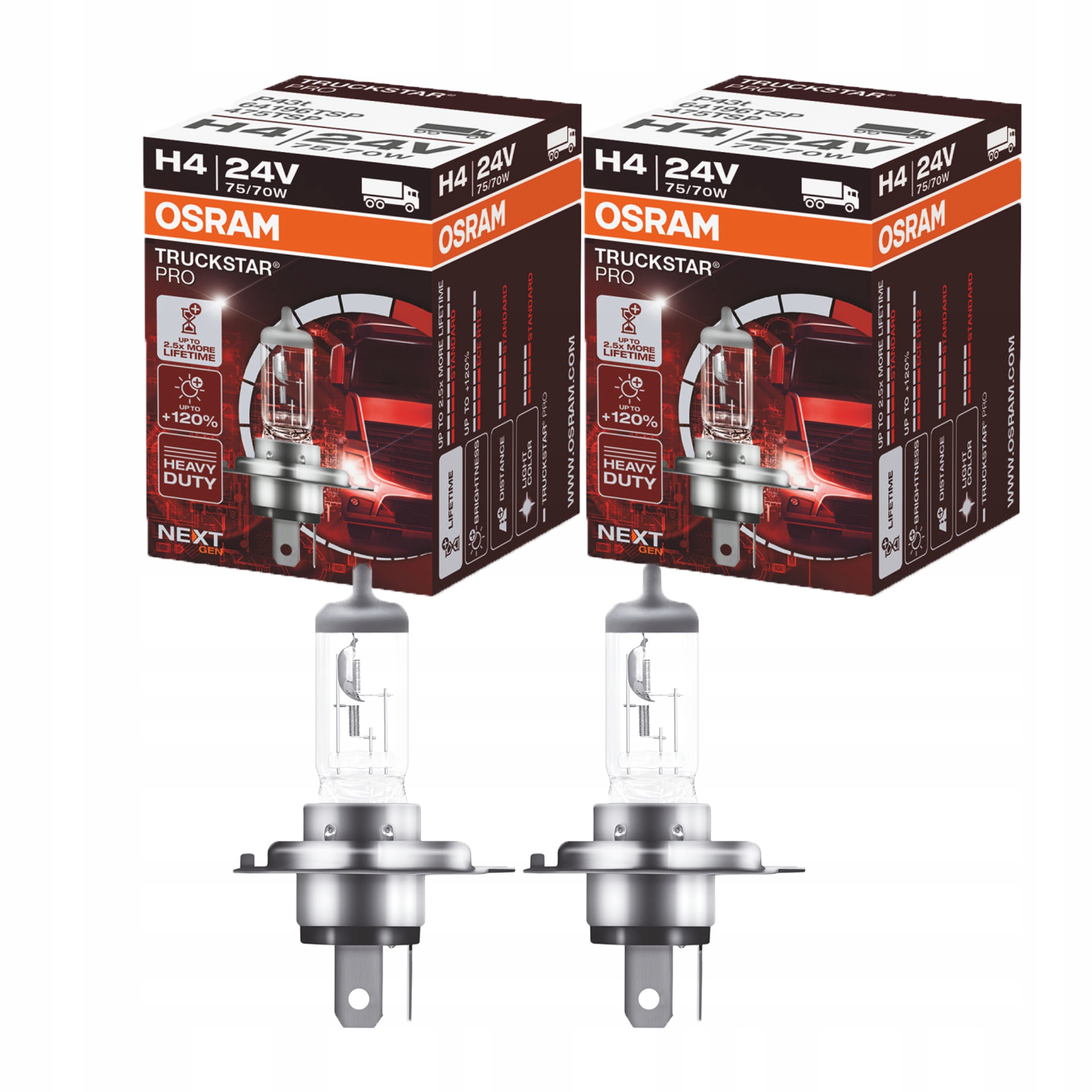 ŻARÓWKA OSRAM H4 24V 70W TRUCKSTAR PRO do MAN SCANIA MERCEDES DAF VOLVO ...