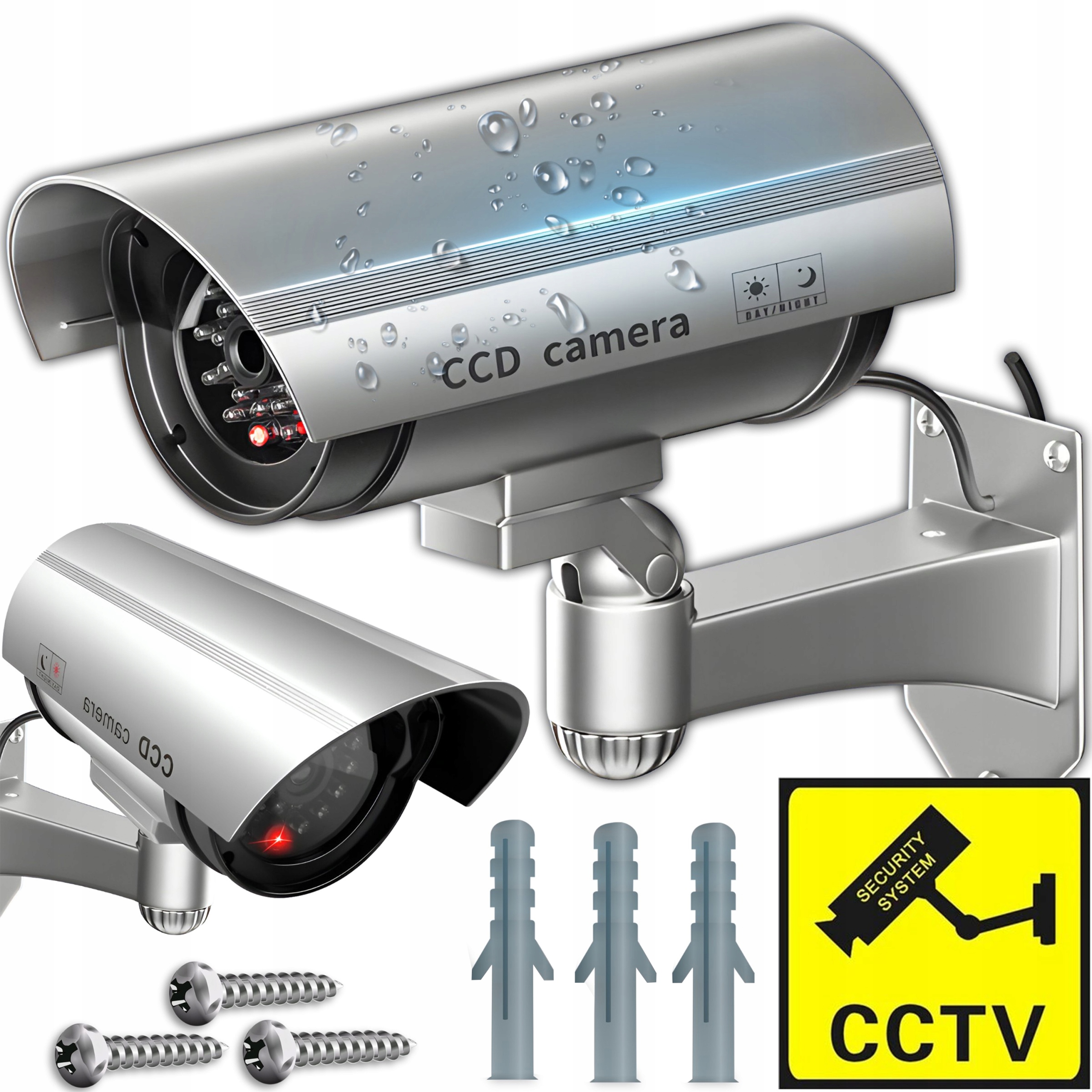 KAMERA ATRAPA ZEWNĘTRZNA ŚCIENNA Z DIODĄ MIGAJĄCĄ IR LED MONITORING ...