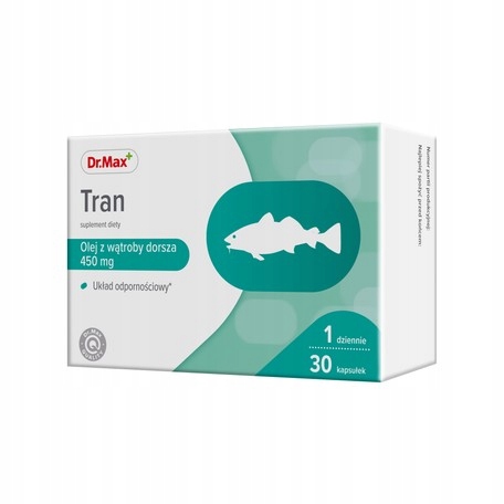Dr. Max Tran olej z wątroby dorsza 450mg 30kaps • Cena, Opinie - Allegro