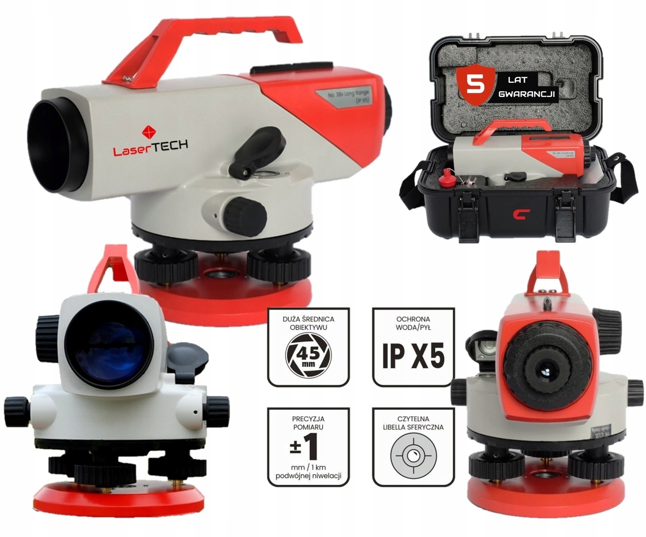 NIWELATOR OPTYCZNY LASERTECH x 38 LONG RANGE 150 M • Opinie - Allegro