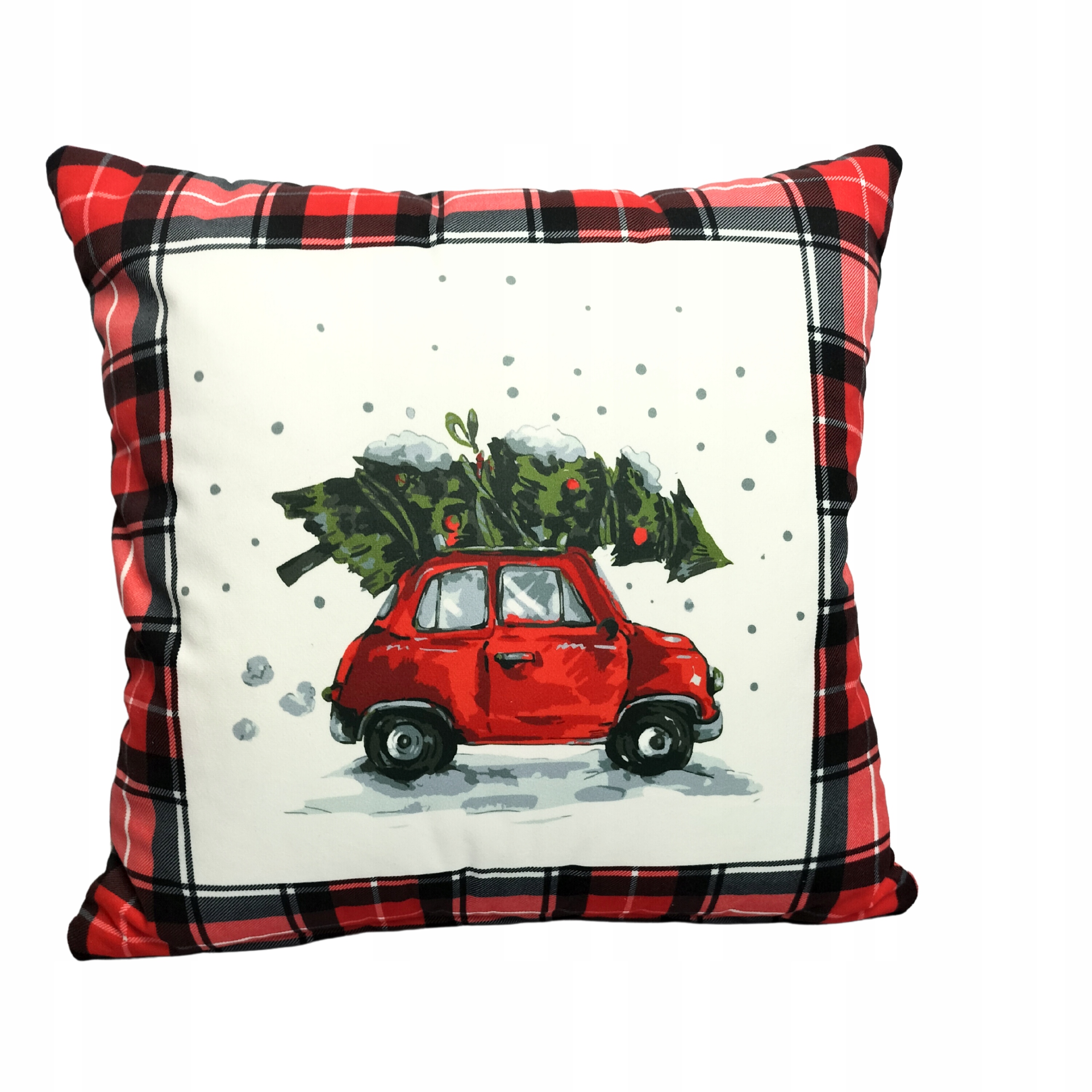 Poduszka świąteczna dekoracyjna 45x45 cm Maluch Auto Choinka Prezent ...