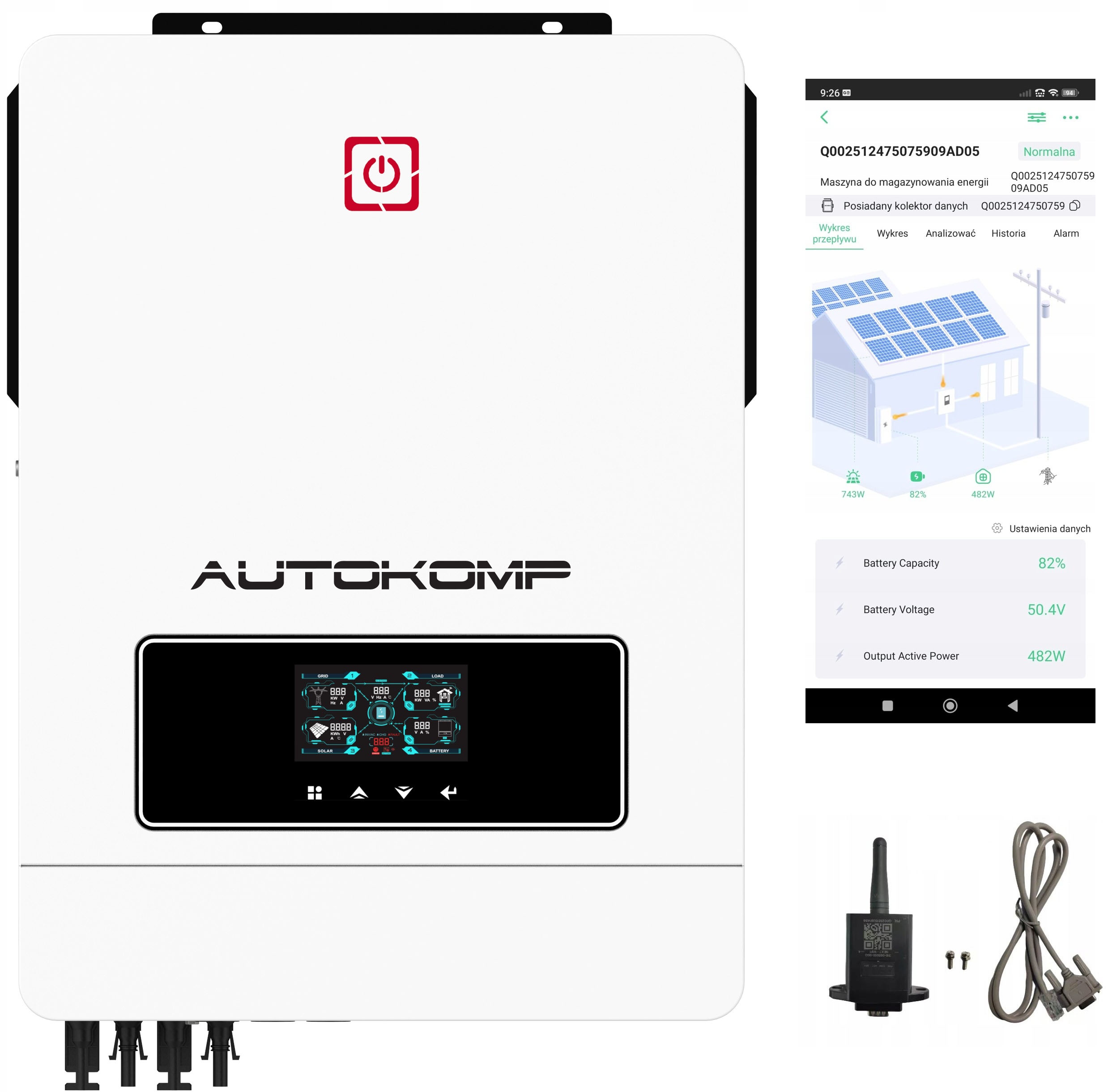Falownik inwerter hybrydowy on off-grid 10,2 kW 48 V WiFi 2 x MPPT autokomp • Cena, Opinie ...