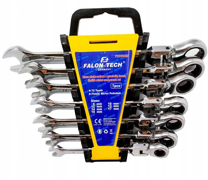 Klucze płasko-oczkowe z grzechotką 7el. 10-19mm Falon-Tech klucz ...
