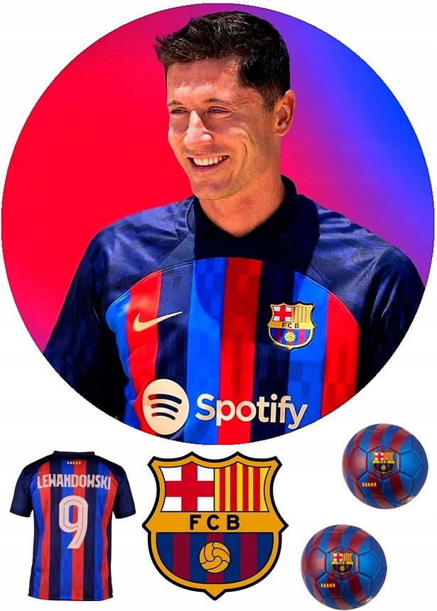 OPŁATEK NA TORT LEWANDOWSKI FC BARCELONA 20CM (5023894606122) • Cena, Opinie • Dekoracje tortów ...