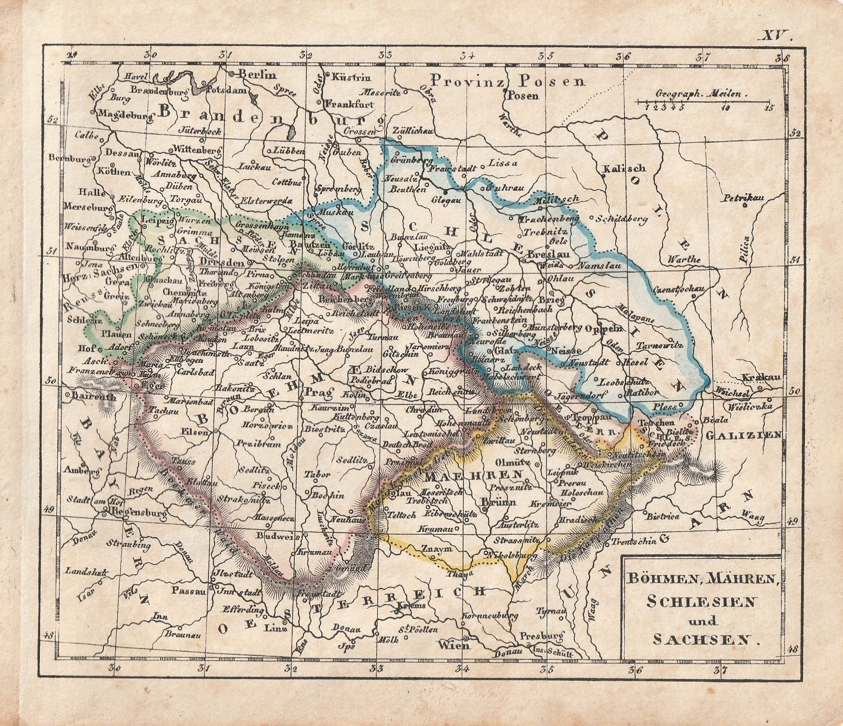 SLEZSKO, ČESKÁ REPUBLIKA, MORAVA, SASKO. Mapa Slezska, Čech, Moravy a ...