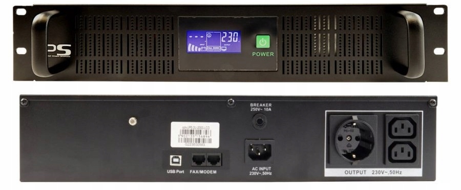 ZASILACZ AWARYJNY UPS SZAFA Rack 19” 2U 1200VA 720W IPS WYŚWIETLACZ LCD ...