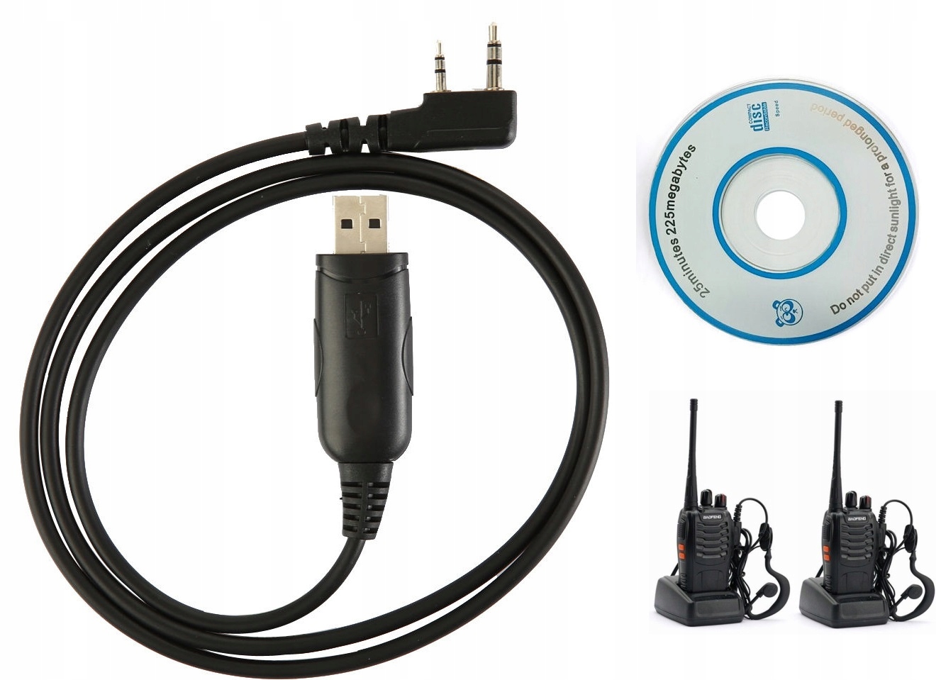 Kabel USB do Programowania Radiotelefonów z Płytą do Baofeng Wouxun ...