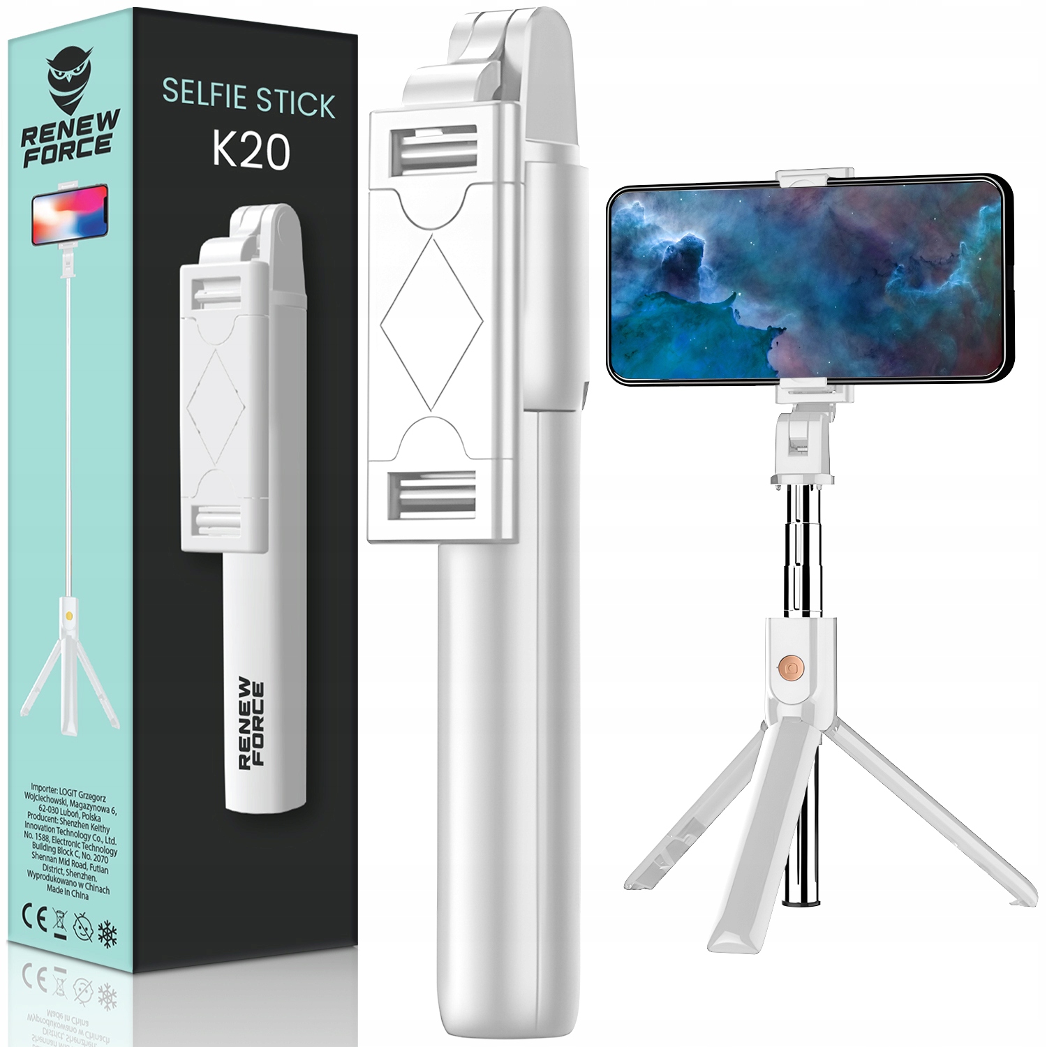 Uchwyt selfie stick Renew Force biały • Cena, Opinie - Allegro