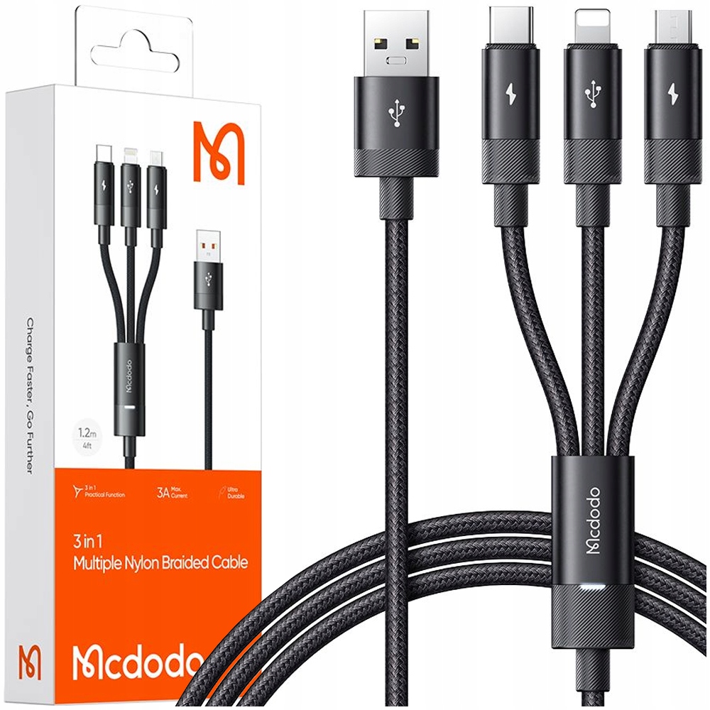 Mcdodo CA-5790 3w1 Kabel Przewód USB Do USB-C Lightning Micro USB 1.2m - Sklep, Opinie, Cena w ...