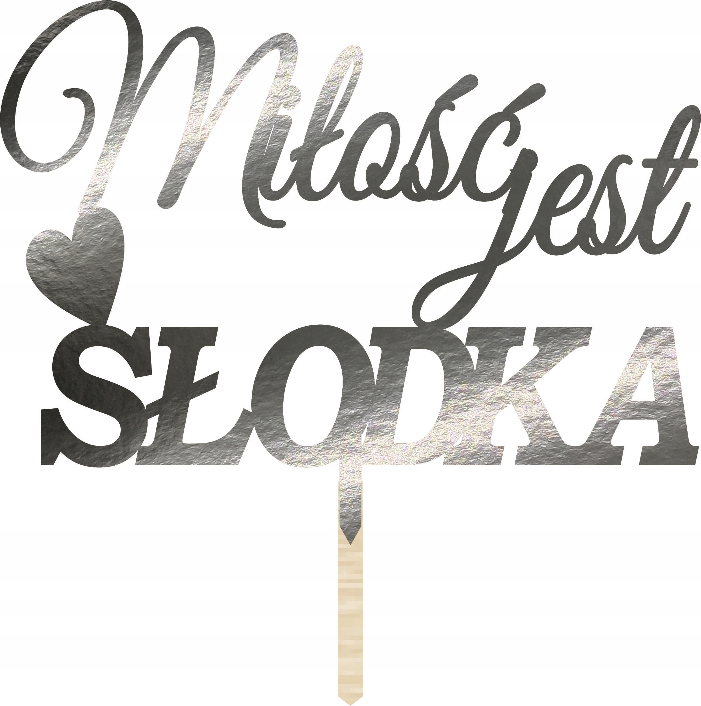 STRIEBORNÝ TOPPER NA TORTU LÁSKA JE SLADKÁ NÁPIS, • Ceny, Recenzie ...