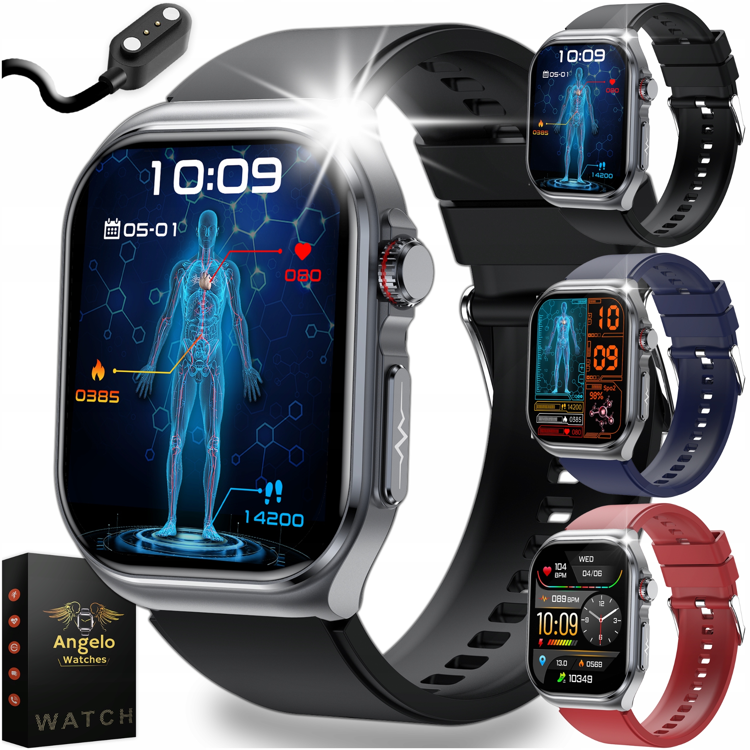 SMARTWATCH DLA SENIORA POMIAR CUKRU Z EKG PPG BMI HRV ROZMOWY MENU ...