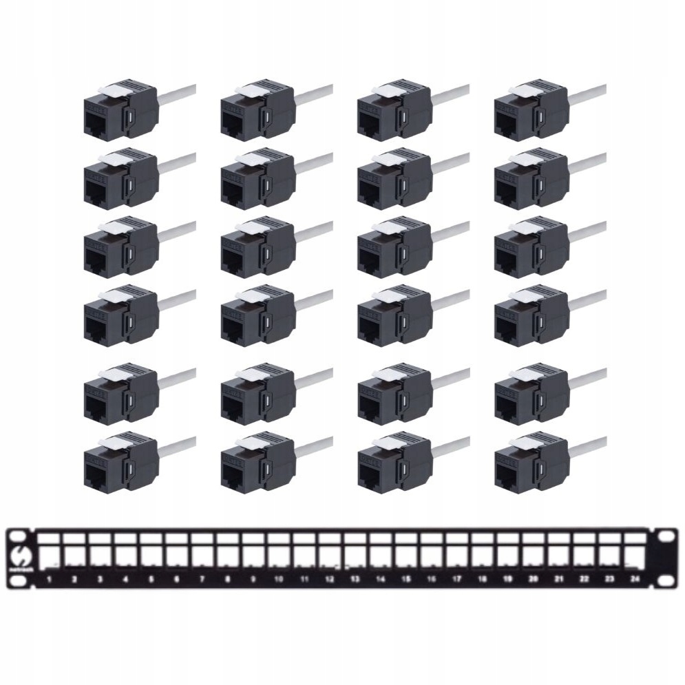 Netrack patch panel keystone 19" 24-porty, UTP, 24xkeystone jack kat 5e ...