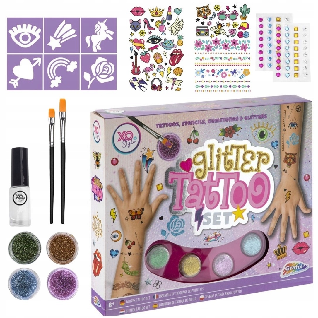 ZESTAW DO ROBIENIA TATUAŻY BROKATOWYCH SZABLONY (8715427077130) • Cena ...