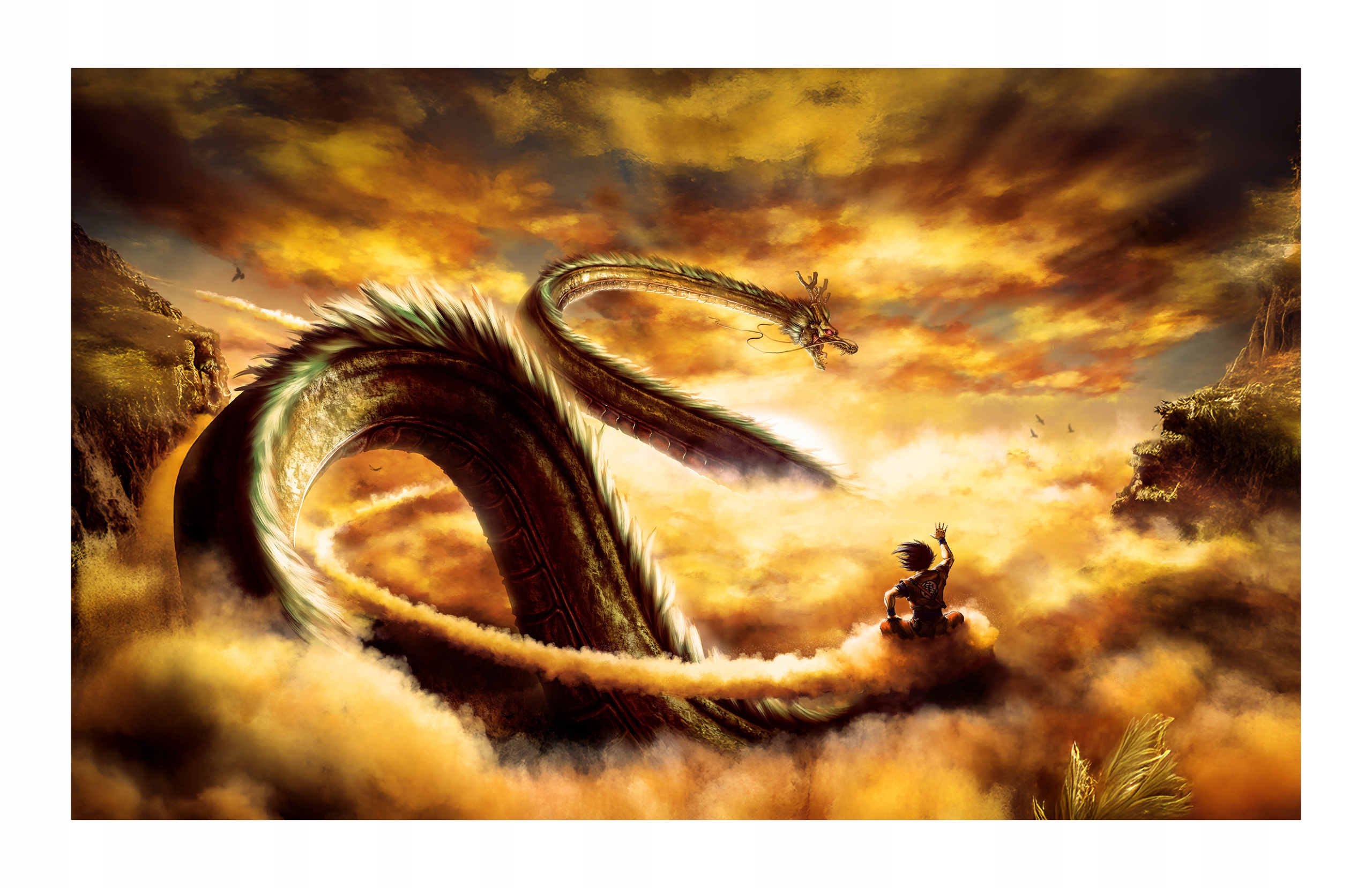 OBRAZ NA PŁÓTNIE do salonu, pokoju - Goku i Shenron Dragon Ball 80x120 ...