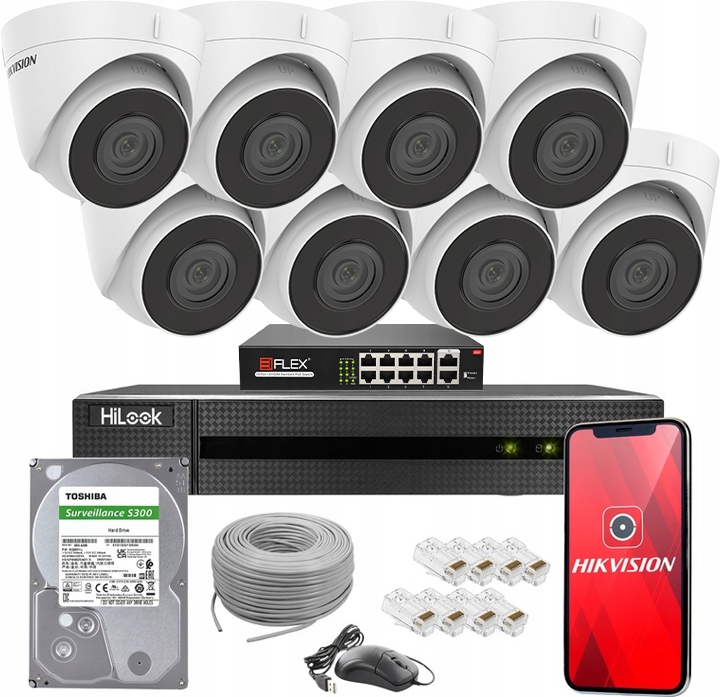 SADA KAMER HIKVISION 8 KAMER IP 4Mpx IR 30M PoE + NVR DISK 2TB za 16321 ...