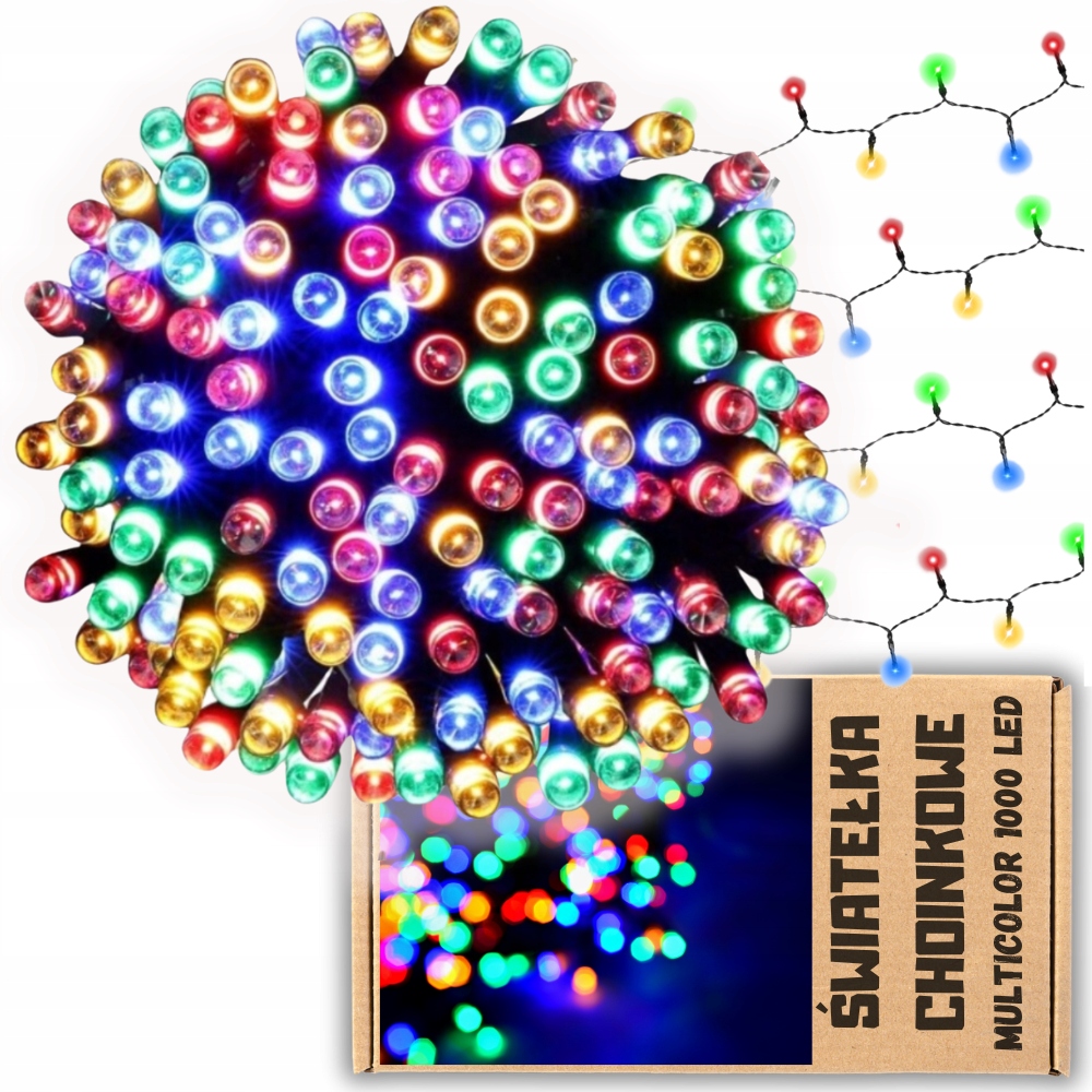 Lampki choinkowe 1000 led światełka kolorowe choinkę oświetlenie świąteczne (5905258921419 ...