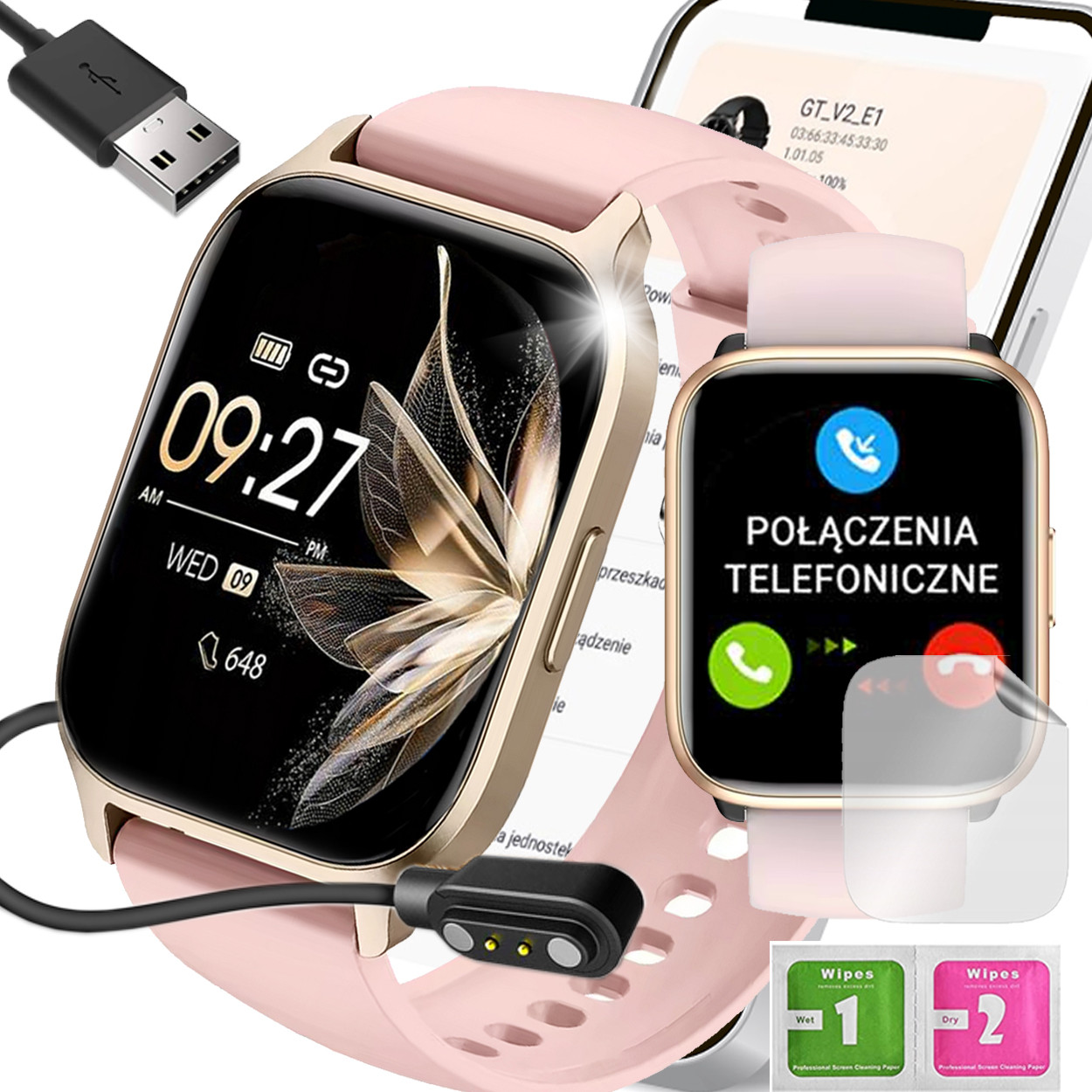 SMARTWATCH ZEGAREK POLSKIE MENU ROZMOWY SPORT SMART WATCH DAMSKI PINK - Sklep, Opinie, Cena w ...