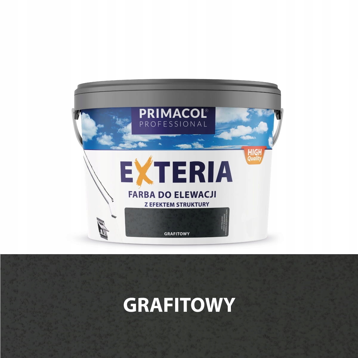 Farba akrylowa do betonu, fasadowa, strukturalna, ścienna Primacol 9 l grafitowy mat ...
