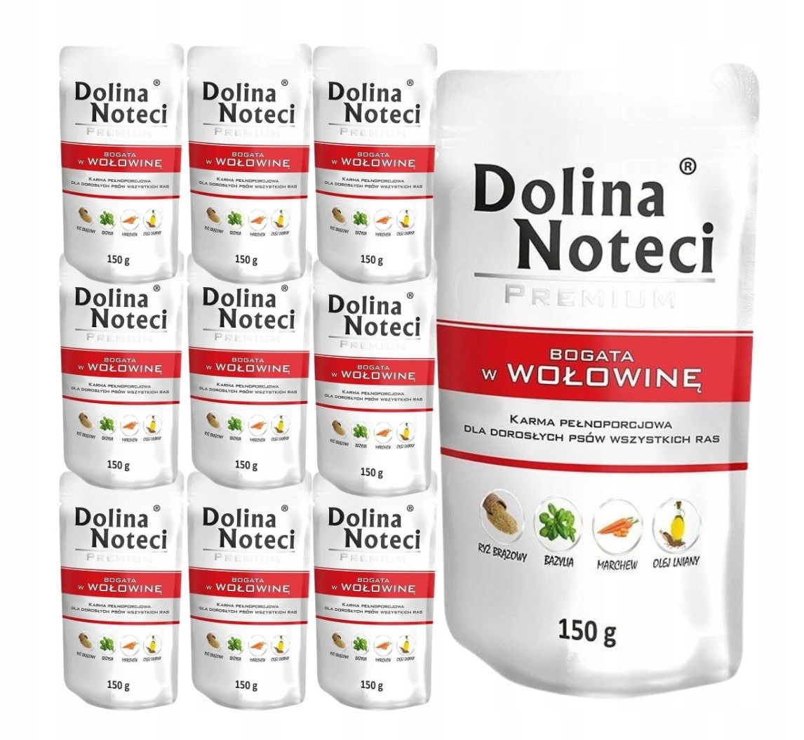 DOLINA NOTECI PREMIUM mokra karma dla psa bogata w wołowinę 10x150g 14937306774 - Allegro.pl