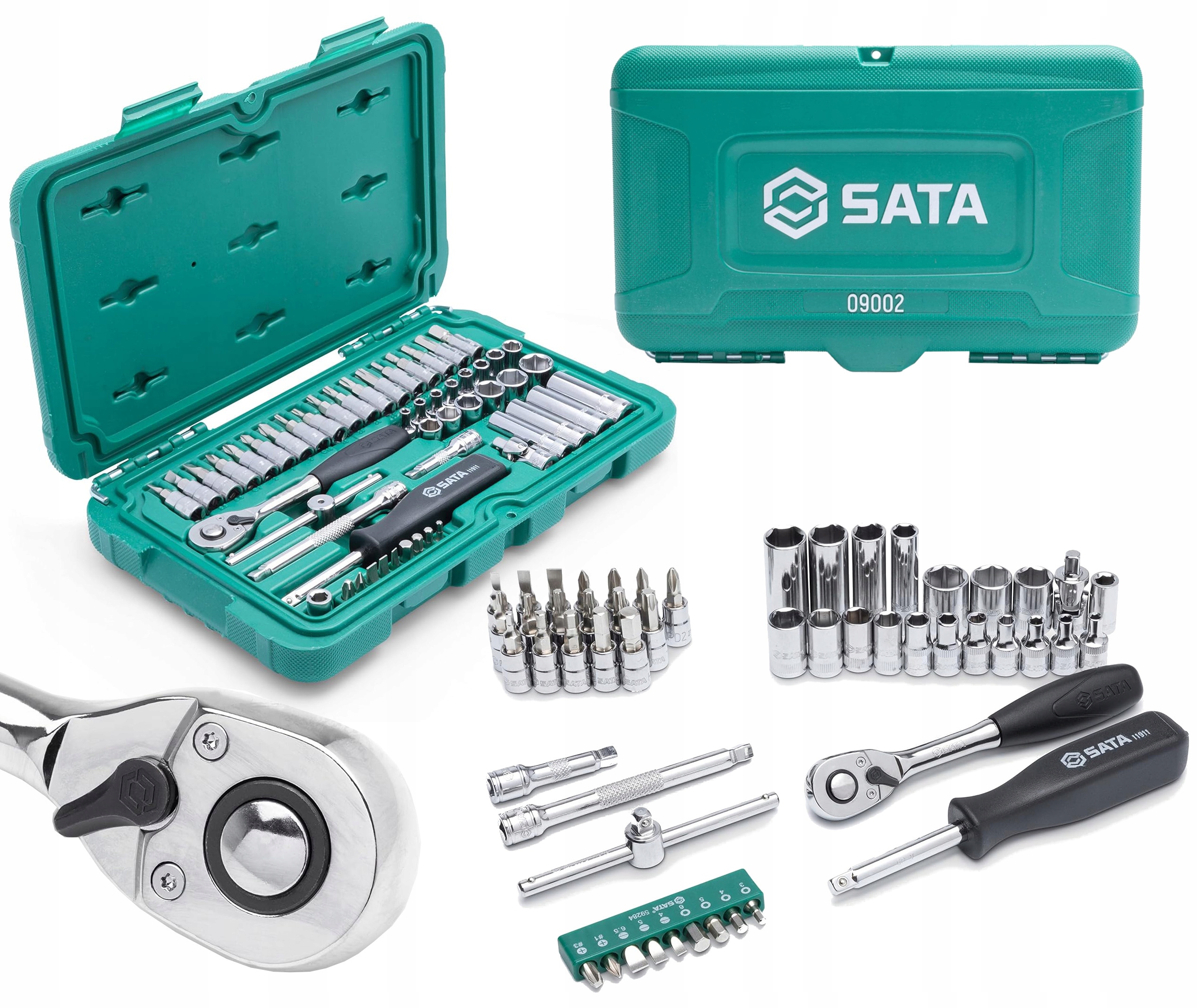 SATA ZESTAW KLUCZE NASADOWE 52 ELEMENTY KLUCZY NASADOWYCH 1/4" ST09002SJ 7891645078805 za 238 ...
