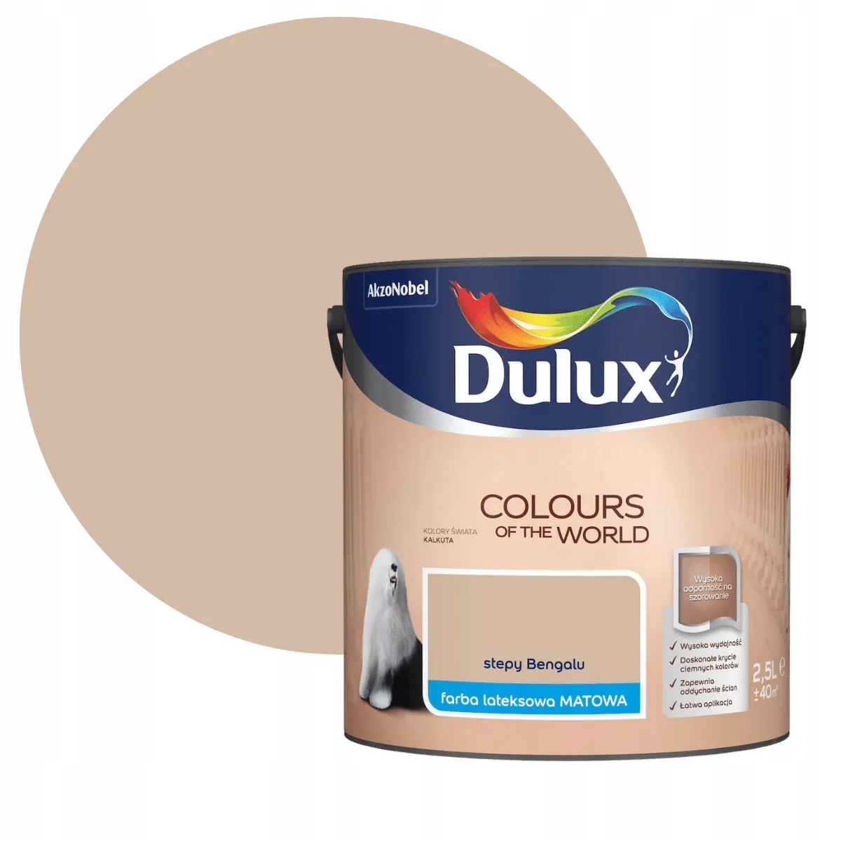 DULUX KOLORY ŚWIATA FARBA LATEKSOWA ŚCIENNA Stepy Bengalu 2,5L (5163577 ...