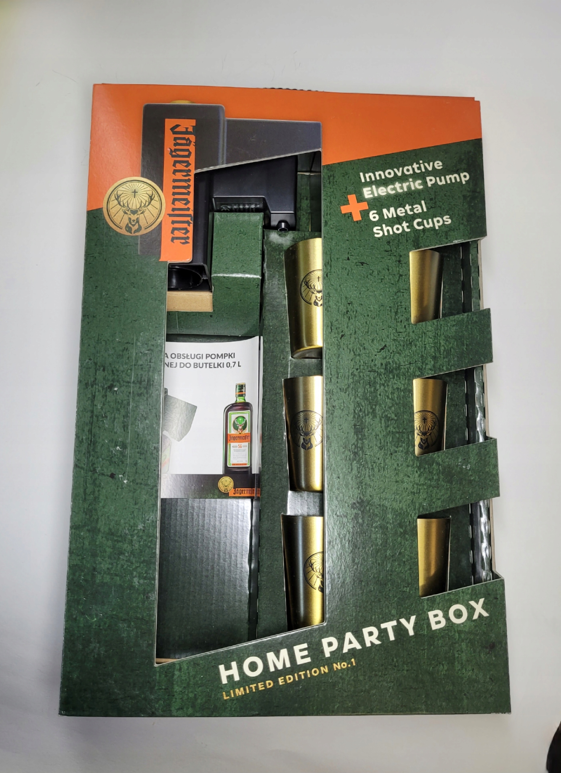 JAGERMEISTER HOME PARTY BOX Pompka ELEKTRYCZNA + 6 Kieliszków • Opinie ...