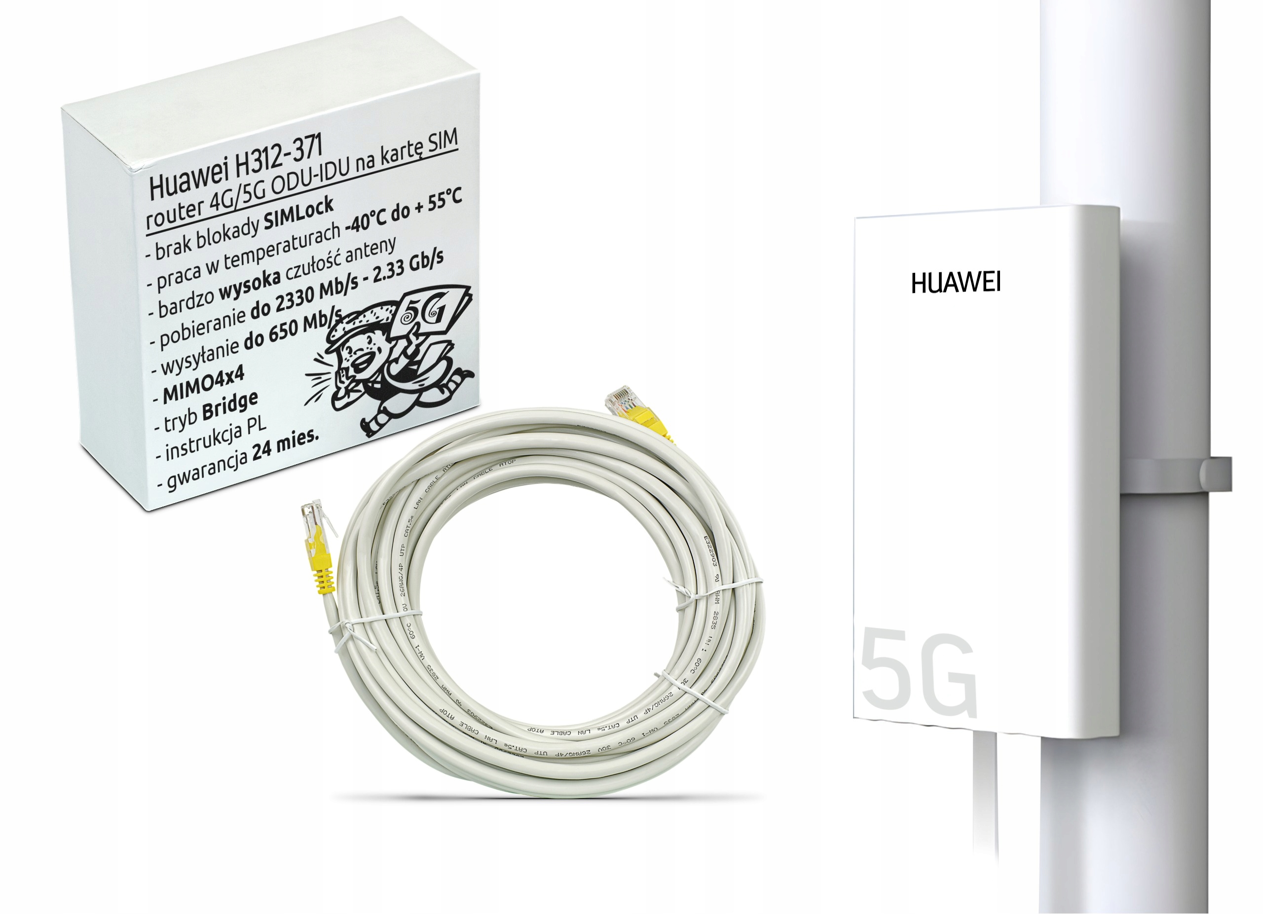 Huawei h312-371 CPE MODEM ROUTER Kartę SIM 5G 4G LTE z agregacją 5 pasm ...