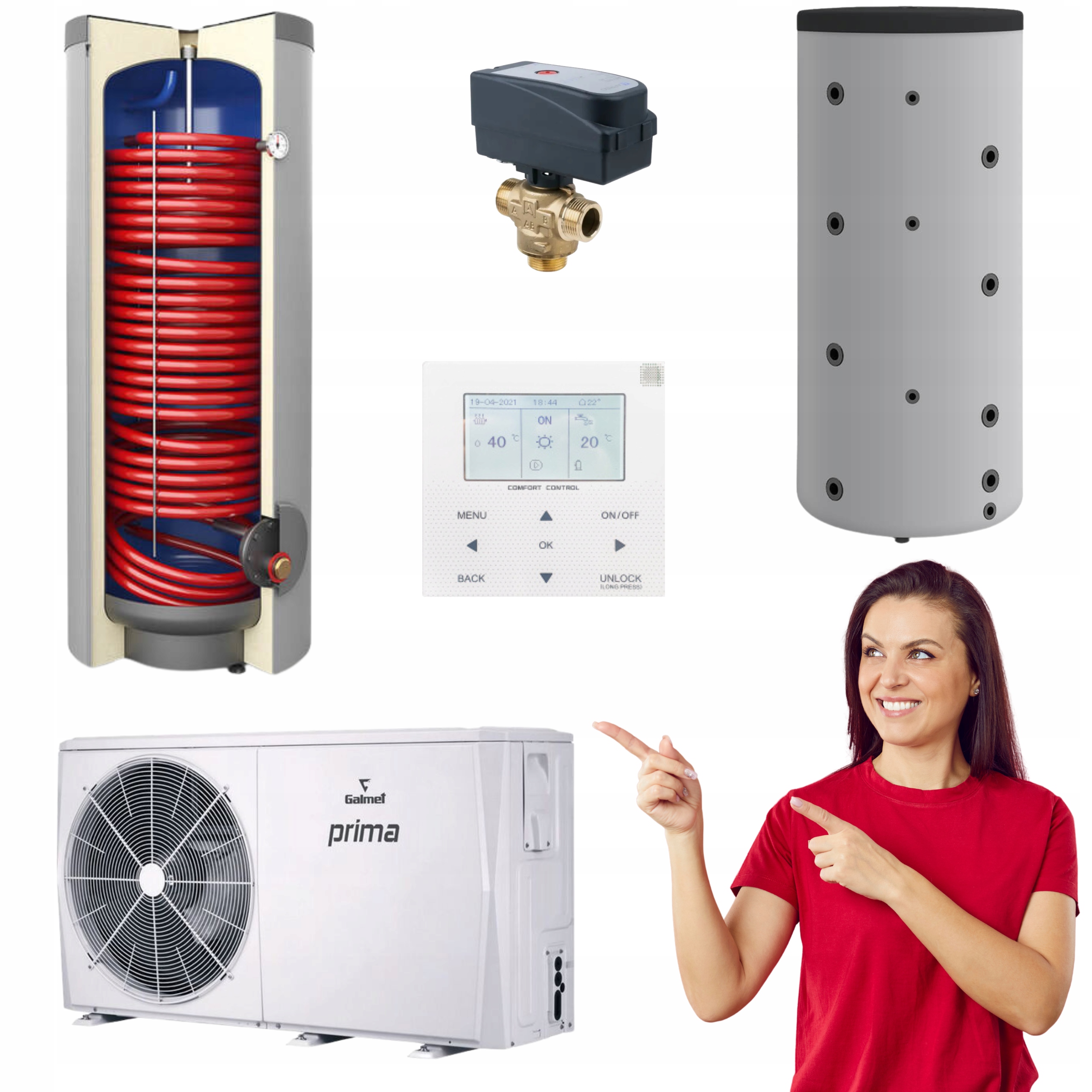 GALMET 4w1 Pompa ciepła split PRIMA 16kW zasobnik CWU 300L bufor 200L ...