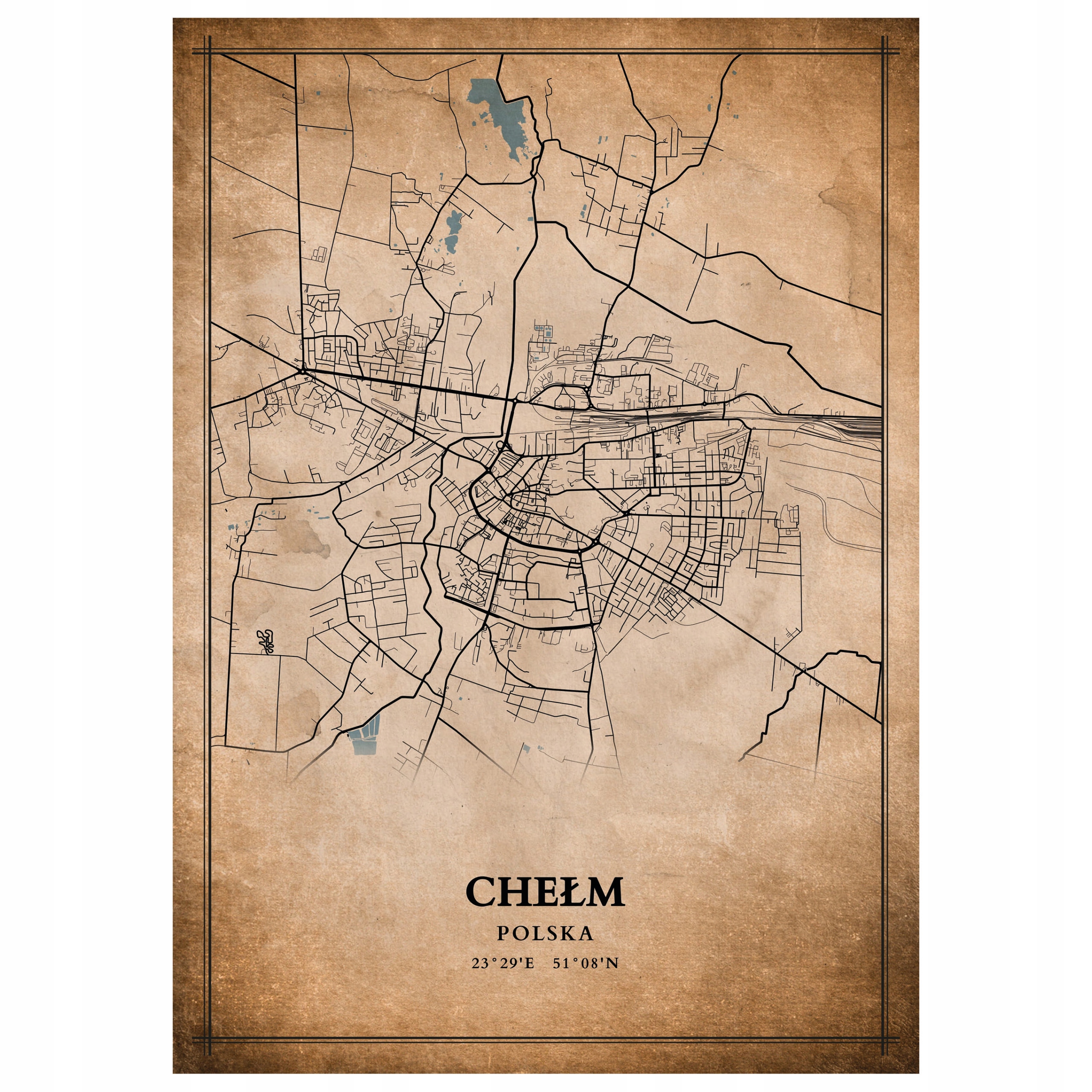 Plakat mapa miasta w stylu vintage bez ramy 61 x 91 cm • Cena, Opinie ...