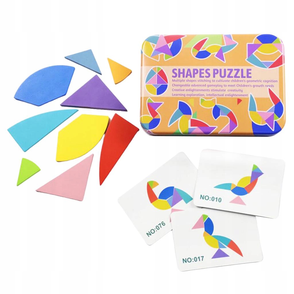 Wood Pattern Blocks Puzzle Geometryczne puzzle Zestaw Wczesny kształt ...