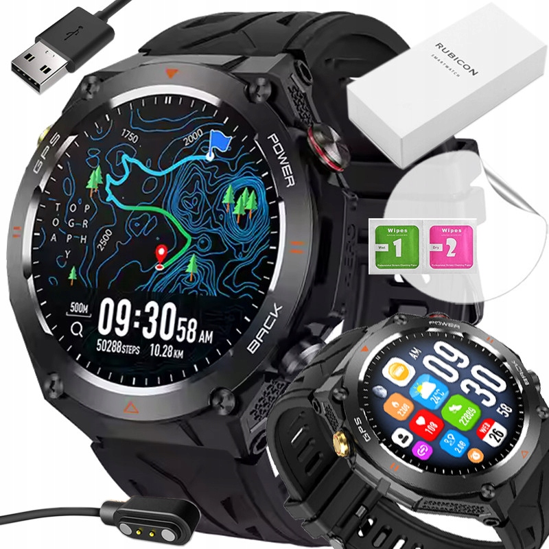 SMARTWATCH GPS RUBICON POLSKIE MENU ROZMOWY SPORT SMART WATCH MĘSKI ...