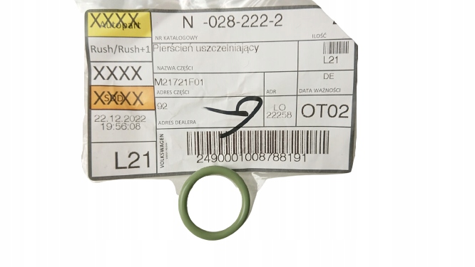 ORING POMPY OLEJU AUDI/VW OE N0282222 za 24.00PLN z Łódź - Allegro ...