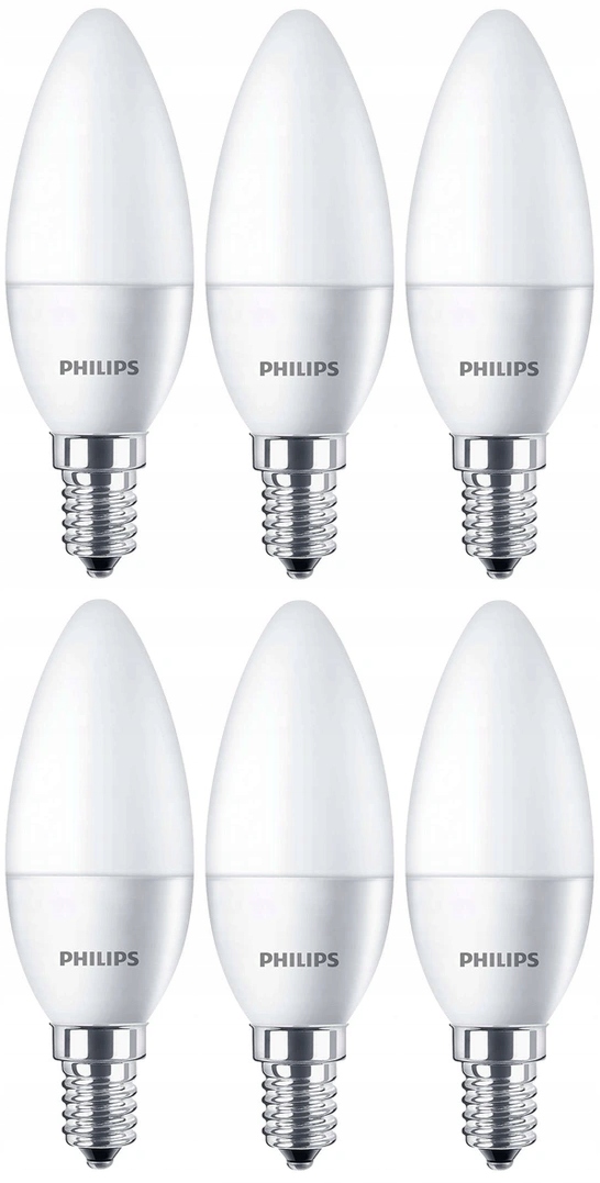 PHILIPS ZESTAW 6x Żarówka LED E14 7W = 4000K NEUTRALNA ŚWIECZKA 806lm ... PHILIPS ZESTAW 6x Żarówka LED E14 7W = 4000K NEUTRALNA ŚWIECZKA 806lm ...