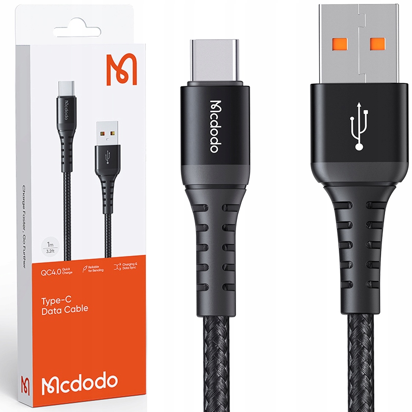 Kabel McDodo USB - USB typ C 1 m czarny - Sklep, Opinie, Cena w Allegro