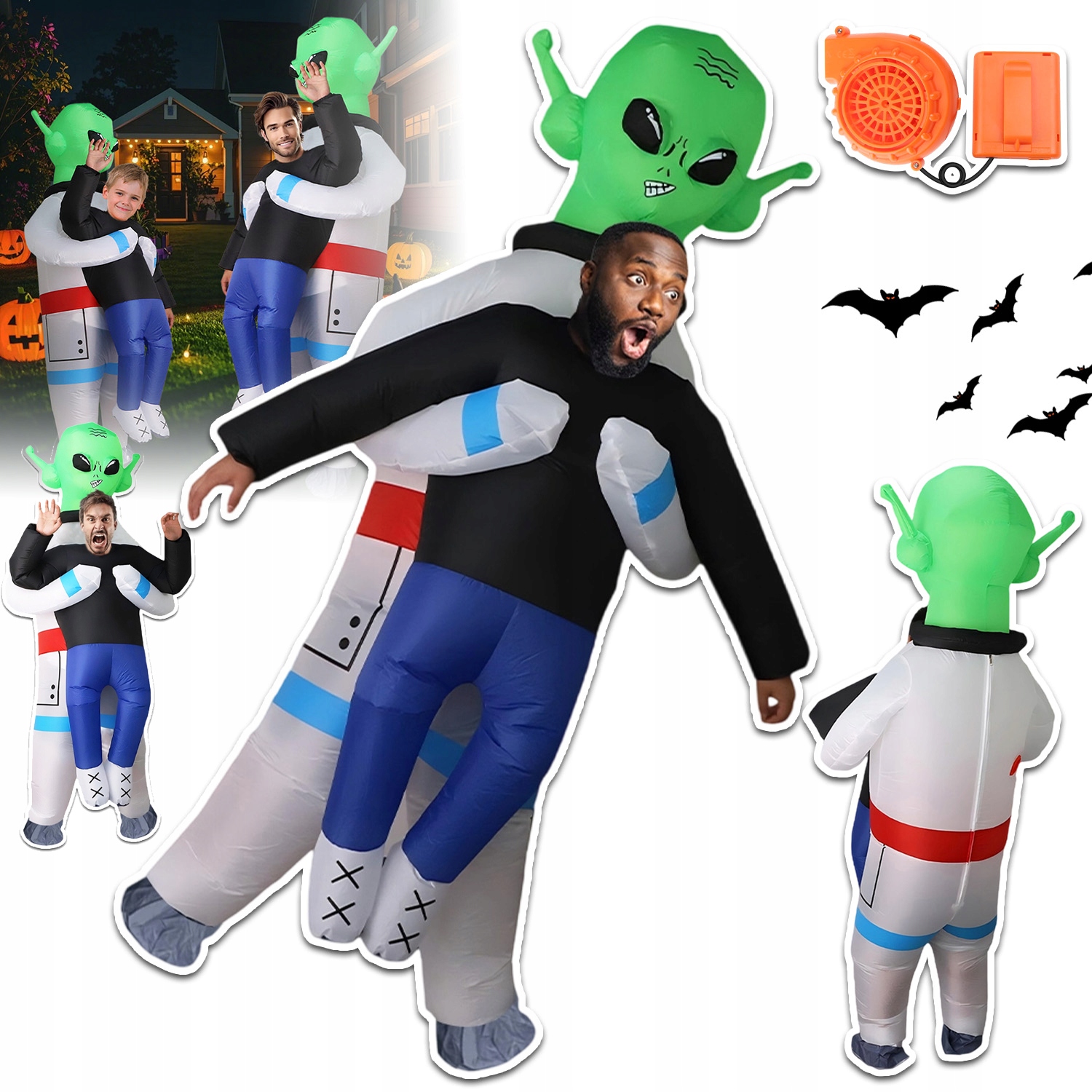 KOSTIUM ALIEN UFO KOSMITA DMUCHANY PRZEBRANIE STRÓJ HALLOWEEN DLA ...