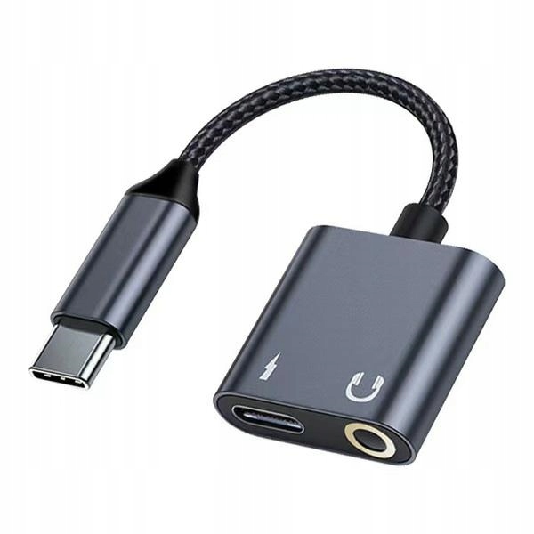 Adapter przejściówka USB-C do USB-C + mini Jack 3.5 mm audio aux Beline ...