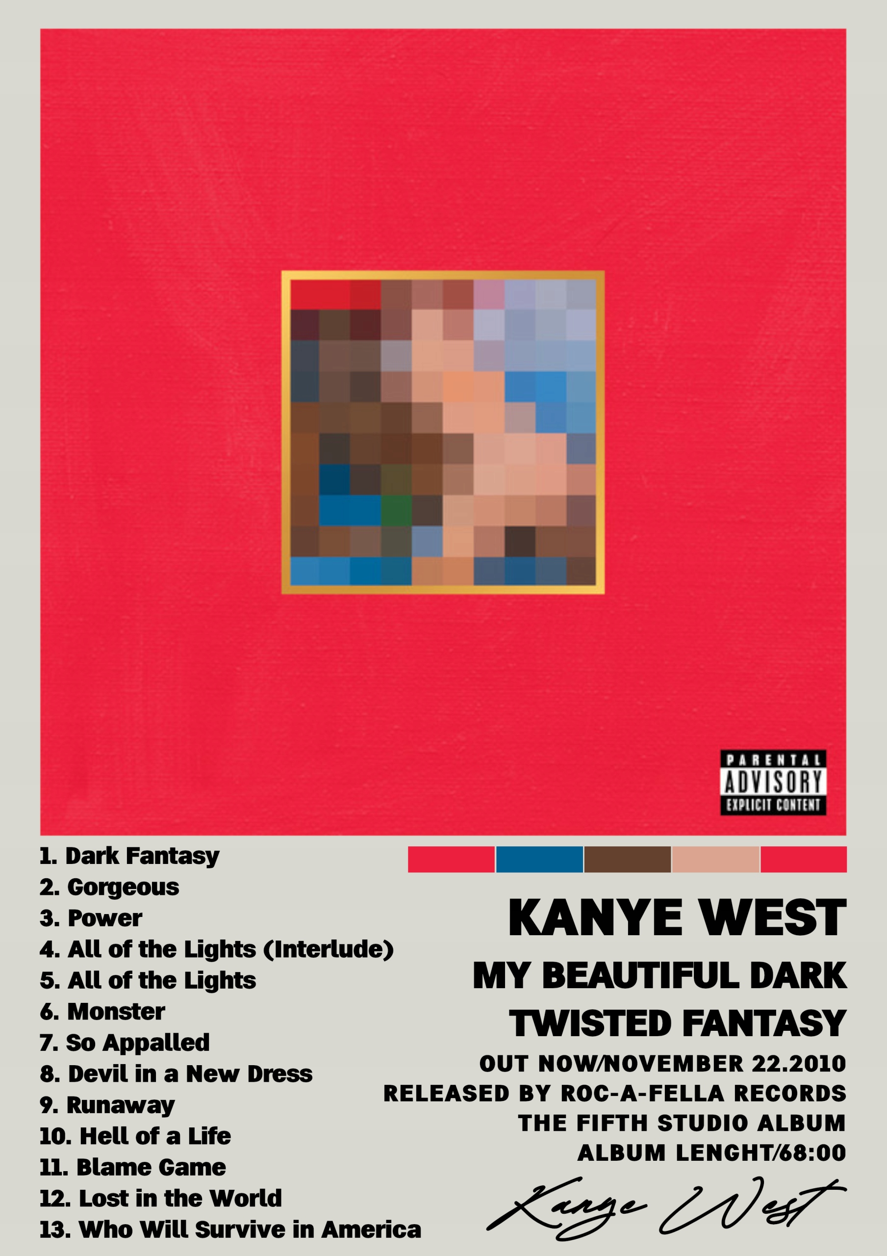 Kanye West My Beautiful Dark Twisted Fantasy Plakat Bez Ramki Prezent ...