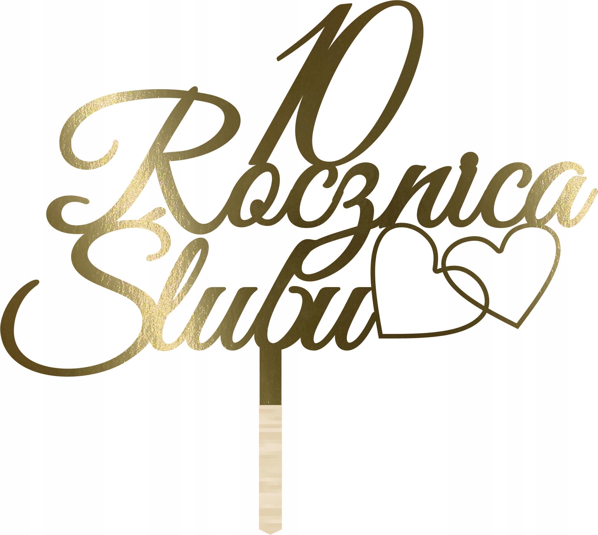 ZŁOTY TOPPER NA TORT 10 ROCZNICA ŚLUBU MIŁOŚĆ EKO (5400788383855) • Cena, Opinie • Dekoracje ...