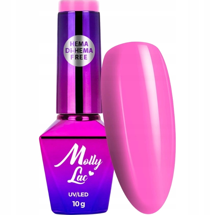 Lakier Hybrydowy MOLLYLAC 10g Power Flower Neon Fuchsia Różowy Fuksja ...