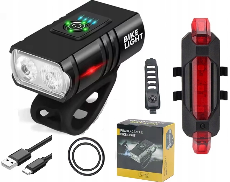 LAMPKA ROWEROWA OŚWIETLENIE LAMPKI ROWEROWE PRZEDNIA USB AKUMULATOROWA ...