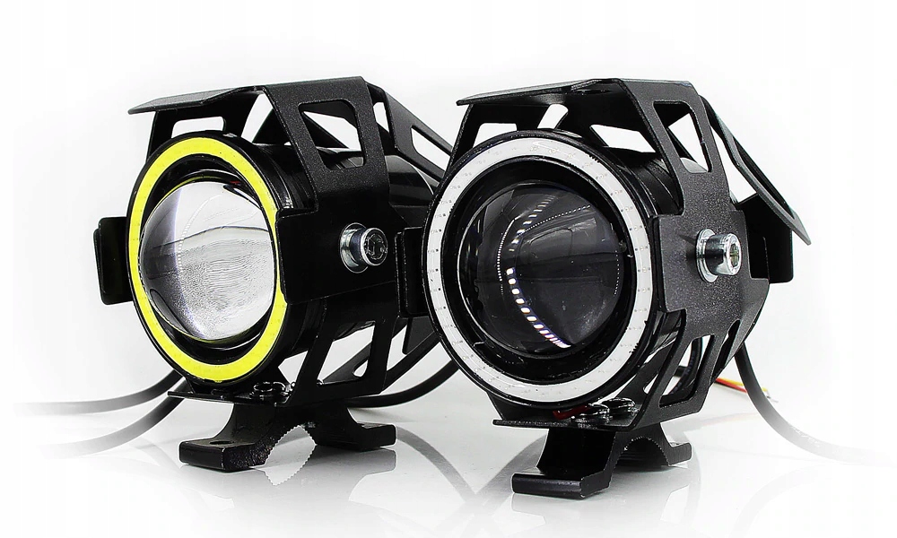 Halogeny motocyklowe Ring LED lampy reflektory U7 kolor czarny lub ...