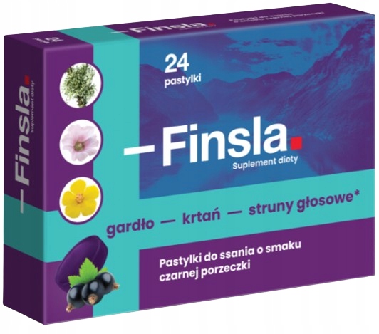 FISLA na gardło krtań struny głosowe smak czarna porzeczka 24 pastylki ...