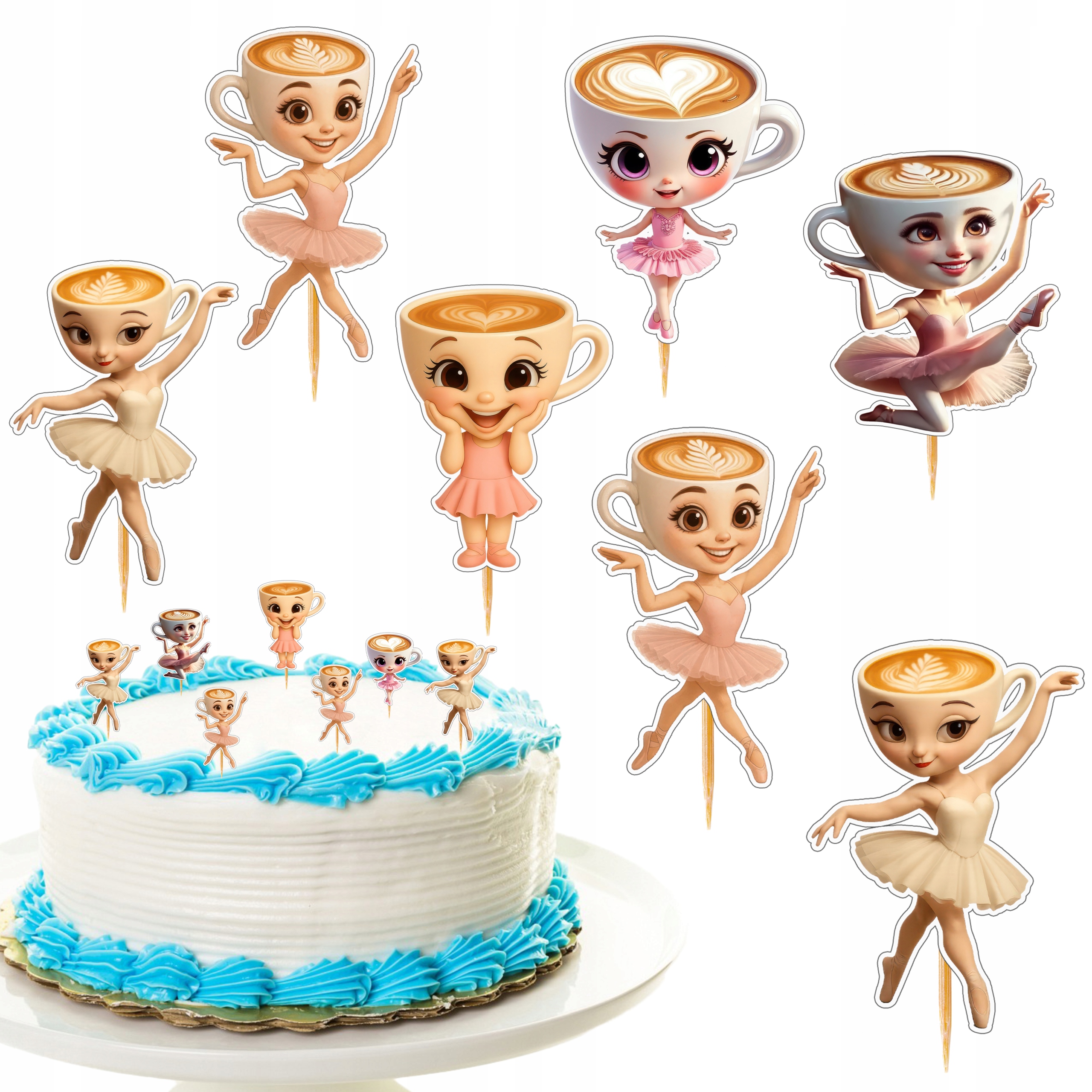 TOPPER NA TORT Ballerina Cappuccina Brainrot ZESTAW POSTACI TOPPERY ...